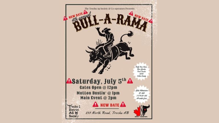 Rainy weather results in new date for 2025 Trochu Bull-A-Rama : My ...